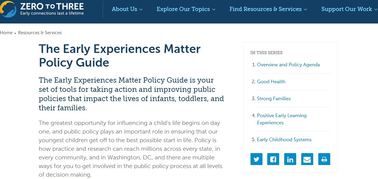 The Early Experiences Matter Policy Guide | ARNEC